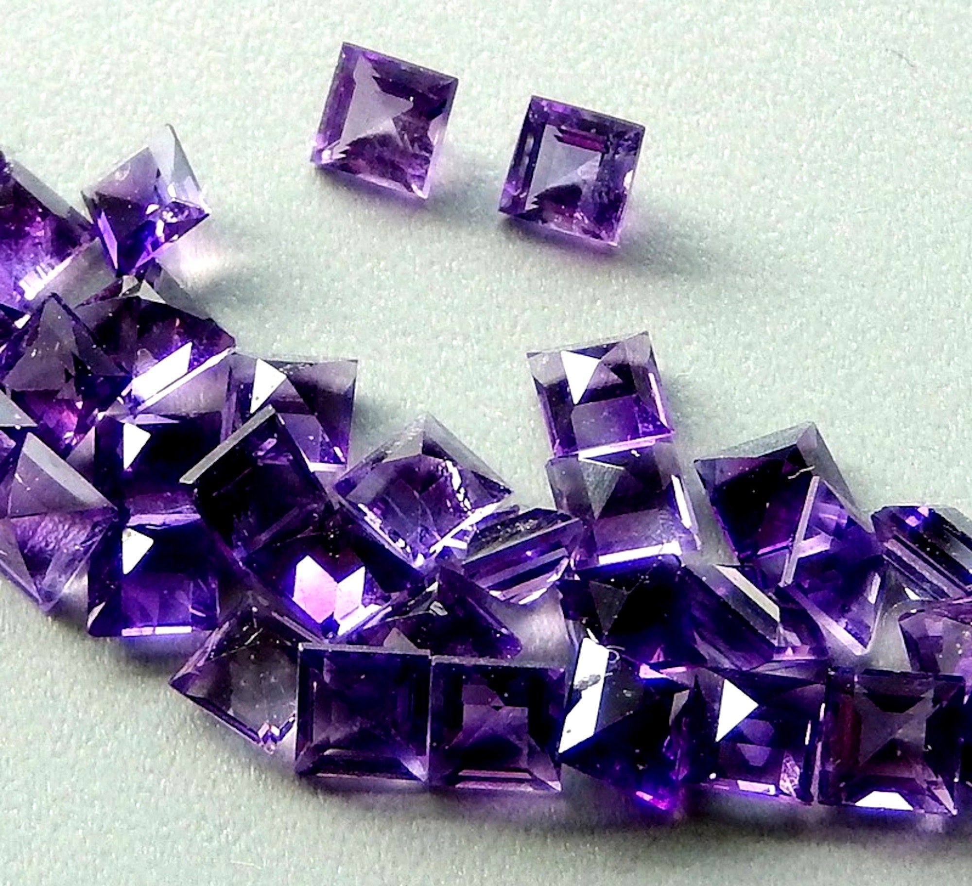 Amethyst Purple Gemstone Squares / Faceted 4x4 Mm Sizes / Hand Cut ...