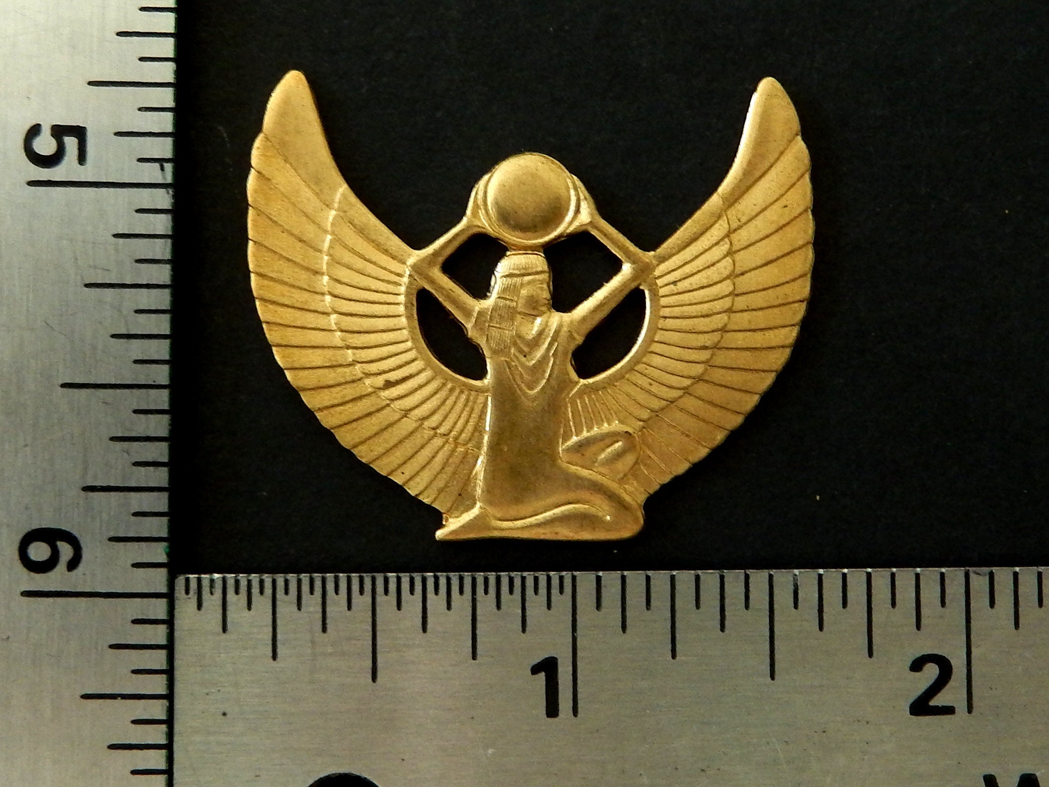 Vintage Design Raw Brass Stamping / Winged Isis / Ancient - Etsy UK