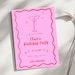 Pink & Red Birthday Party Editable Digital Download Template - Etsy