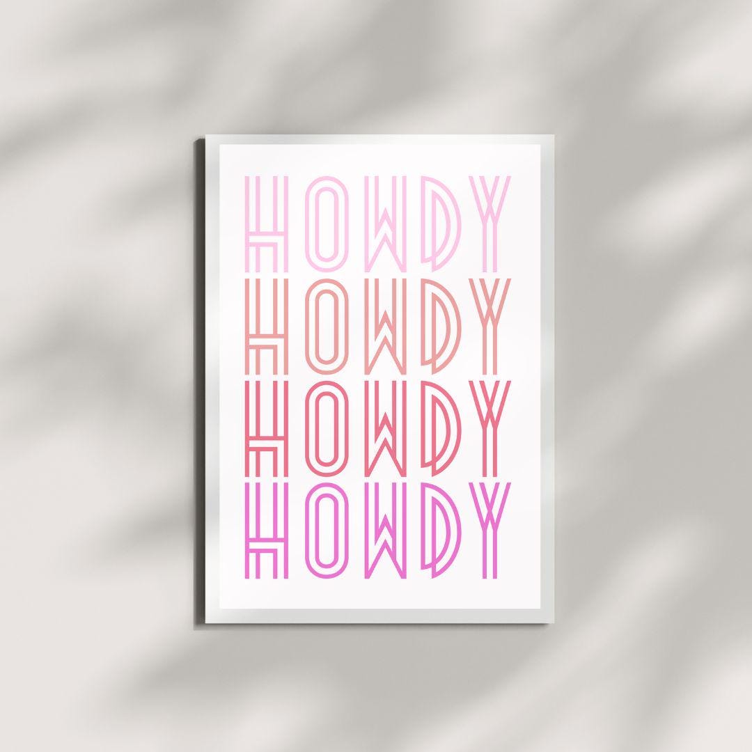 Howdy Howdy Howdy; Pink Wall Art - Etsy