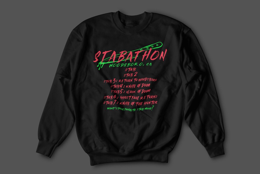 Stabathon Film Festival Unisex Crewneck | Scream Horror Film Stab Movie ...