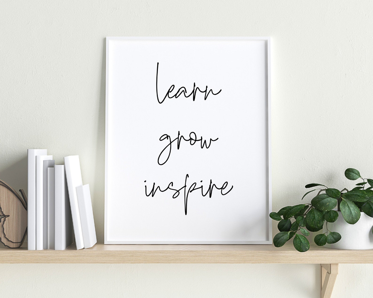 Learn Grow Inspire Quote Printable Wall Art Minimalist | Etsy