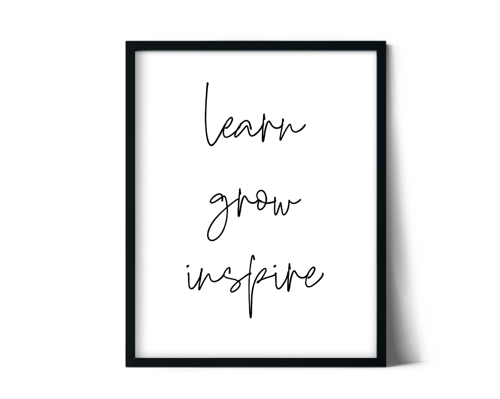 Learn Grow Inspire Quote Printable Wall Art Minimalist | Etsy