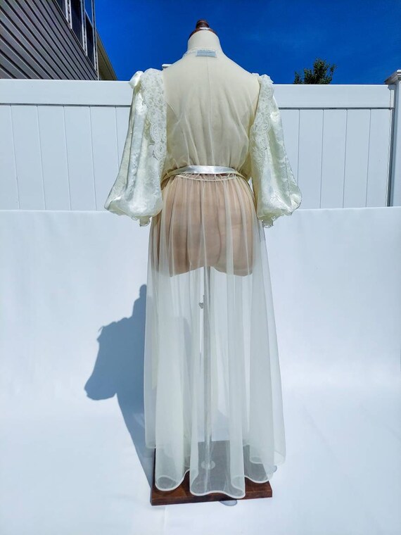 Sheer Frilly Peignoir Floral, Beige Satin and Sheer … - Gem