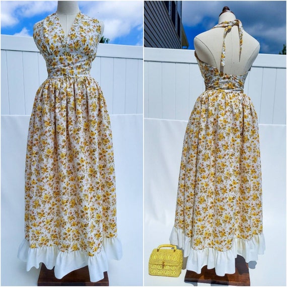 Maxi Cottage core Frill Sun Dress / Upcycled Pequot V… - Gem
