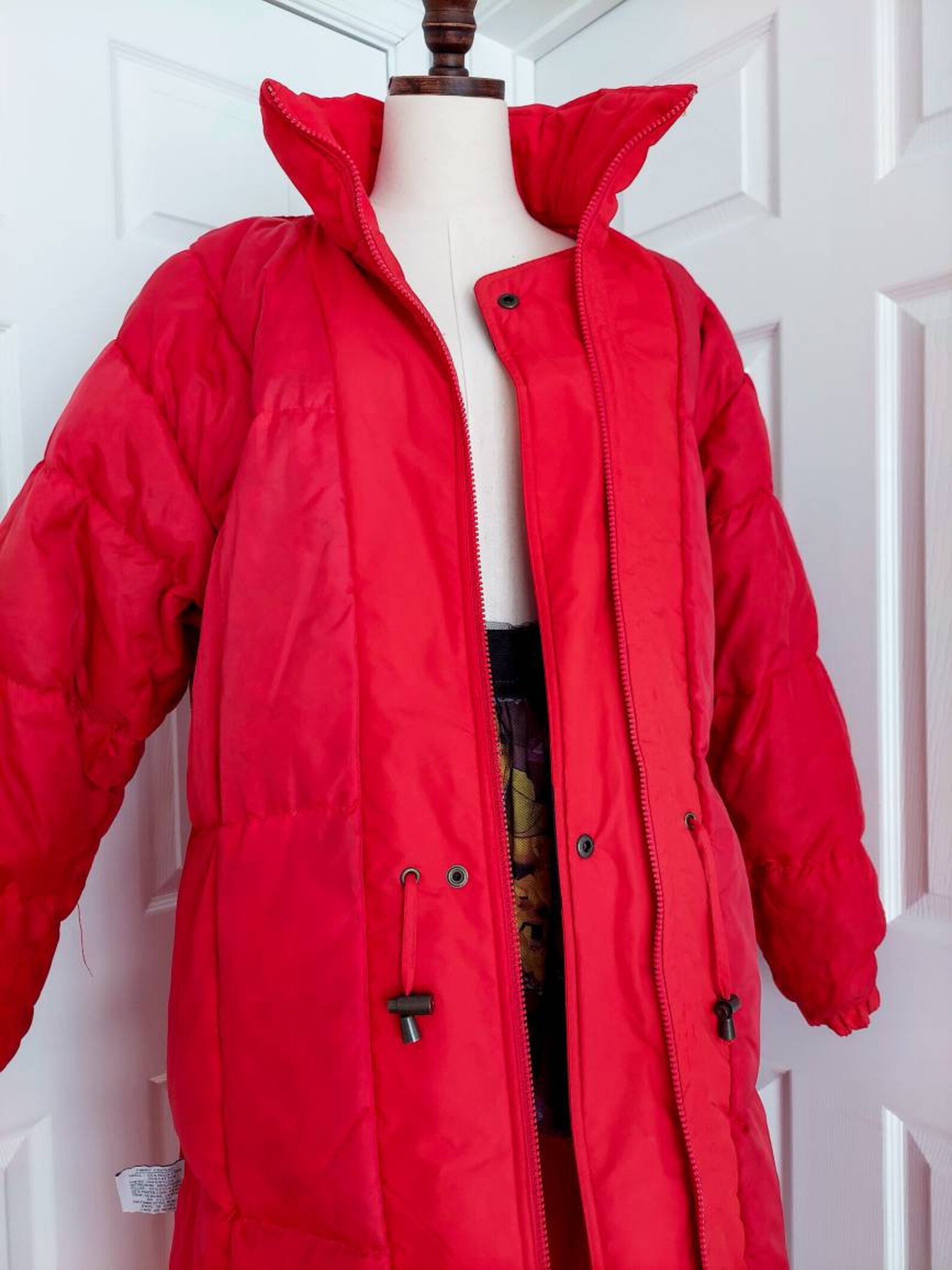 Red Full Length Puffer Jacket . 90s Red Winter Ski Jacket. - Etsy