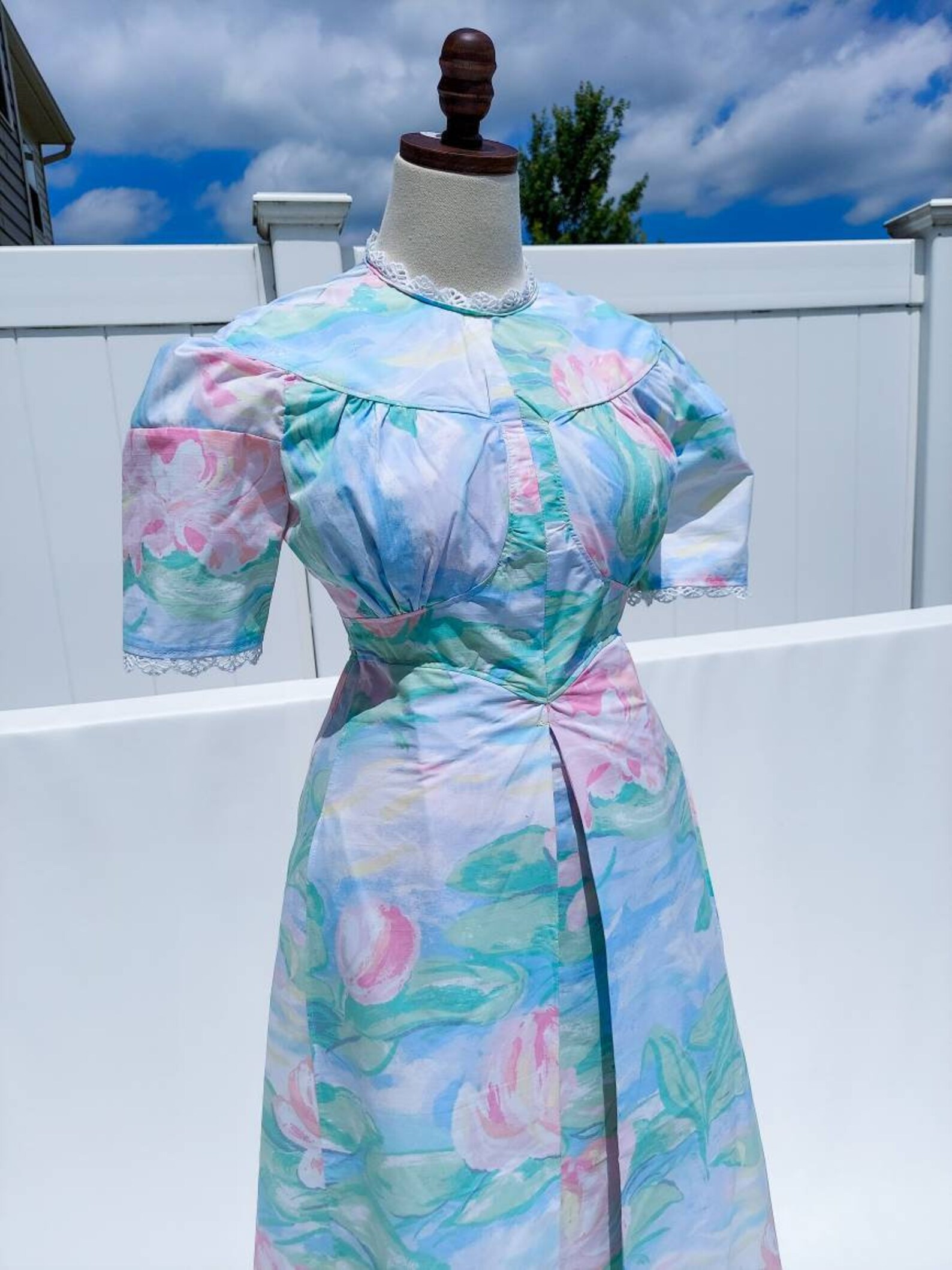 Monet Museum Maxi Pastel Floral Dress / Romantic Vintage Inspired Maxi ...