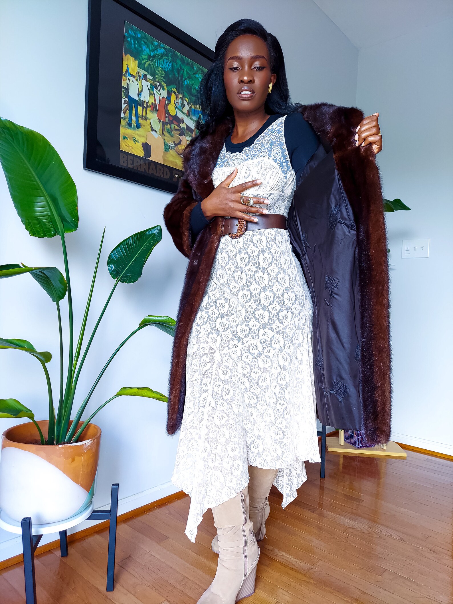 Brown Mink Vintage Fur Coat. Luminous Luxurious Fur Coat. Long 1970s ...