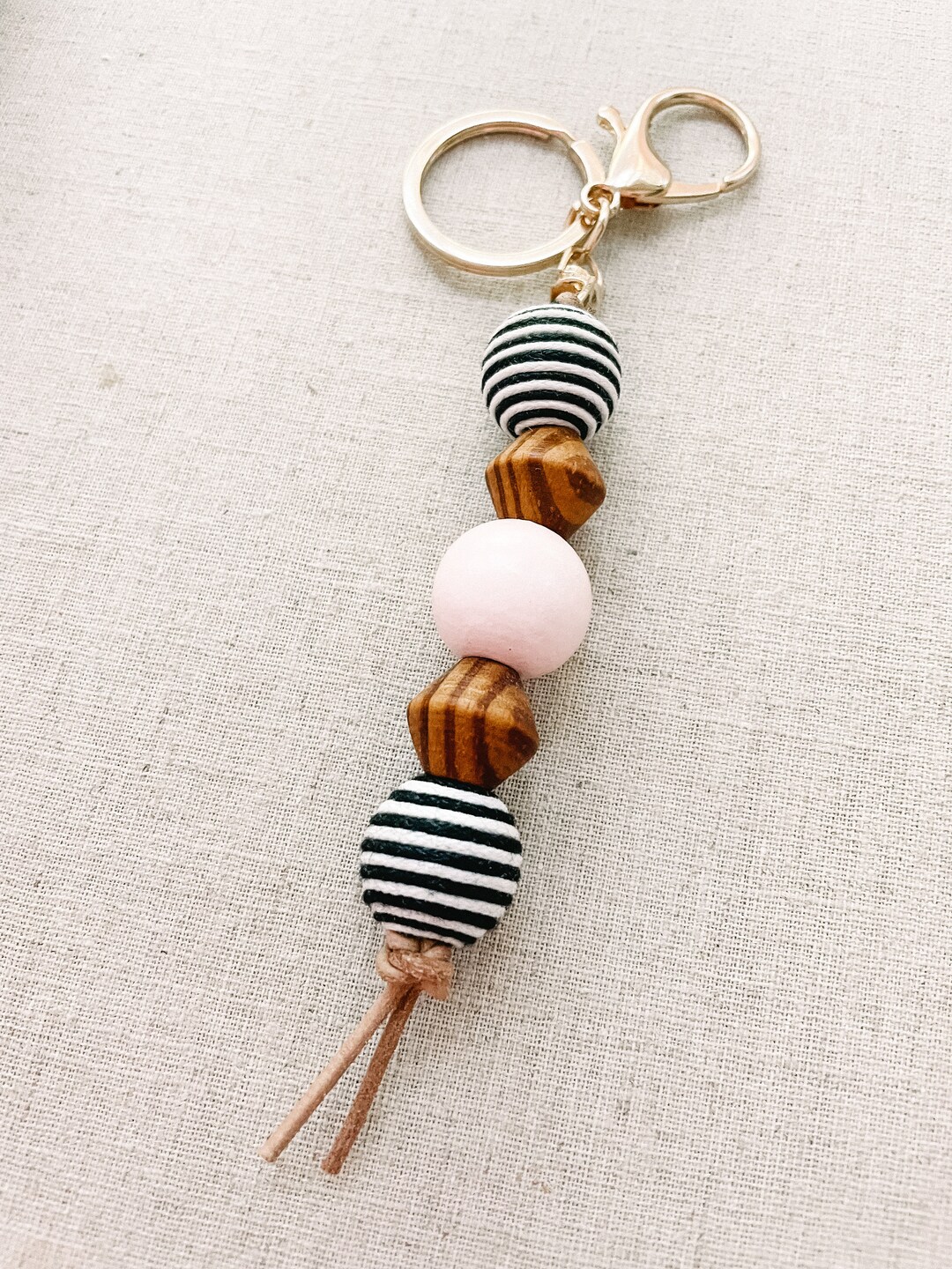 Wooden Bead Key Chain - Etsy