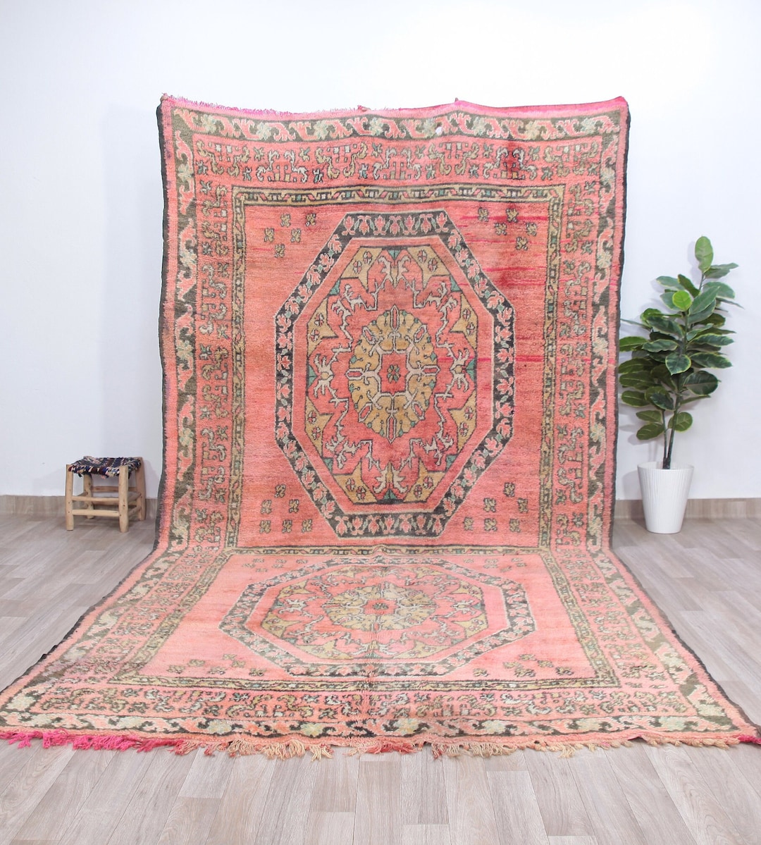 Stunning Pink Moroccan Rug 7x13-vintage Boujaad Rug-luxurious Berber ...