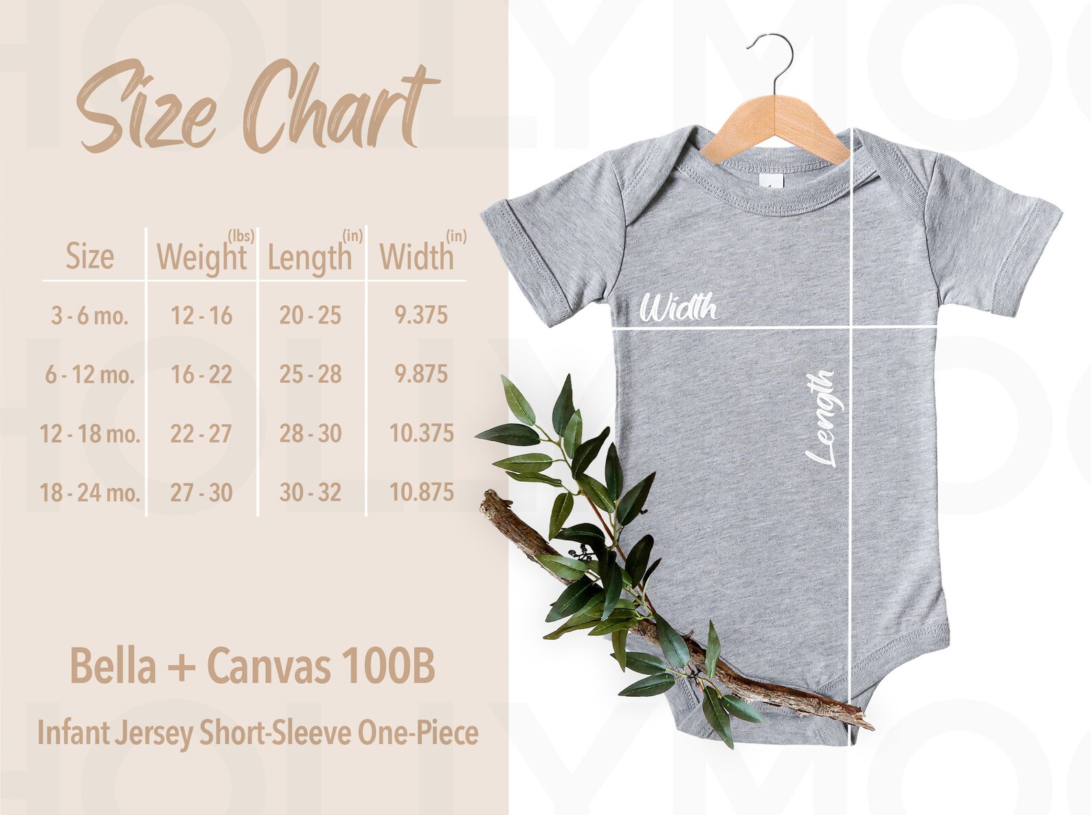 Bella Canvas 100B Infant Size Chart (digital Download) - Etsy