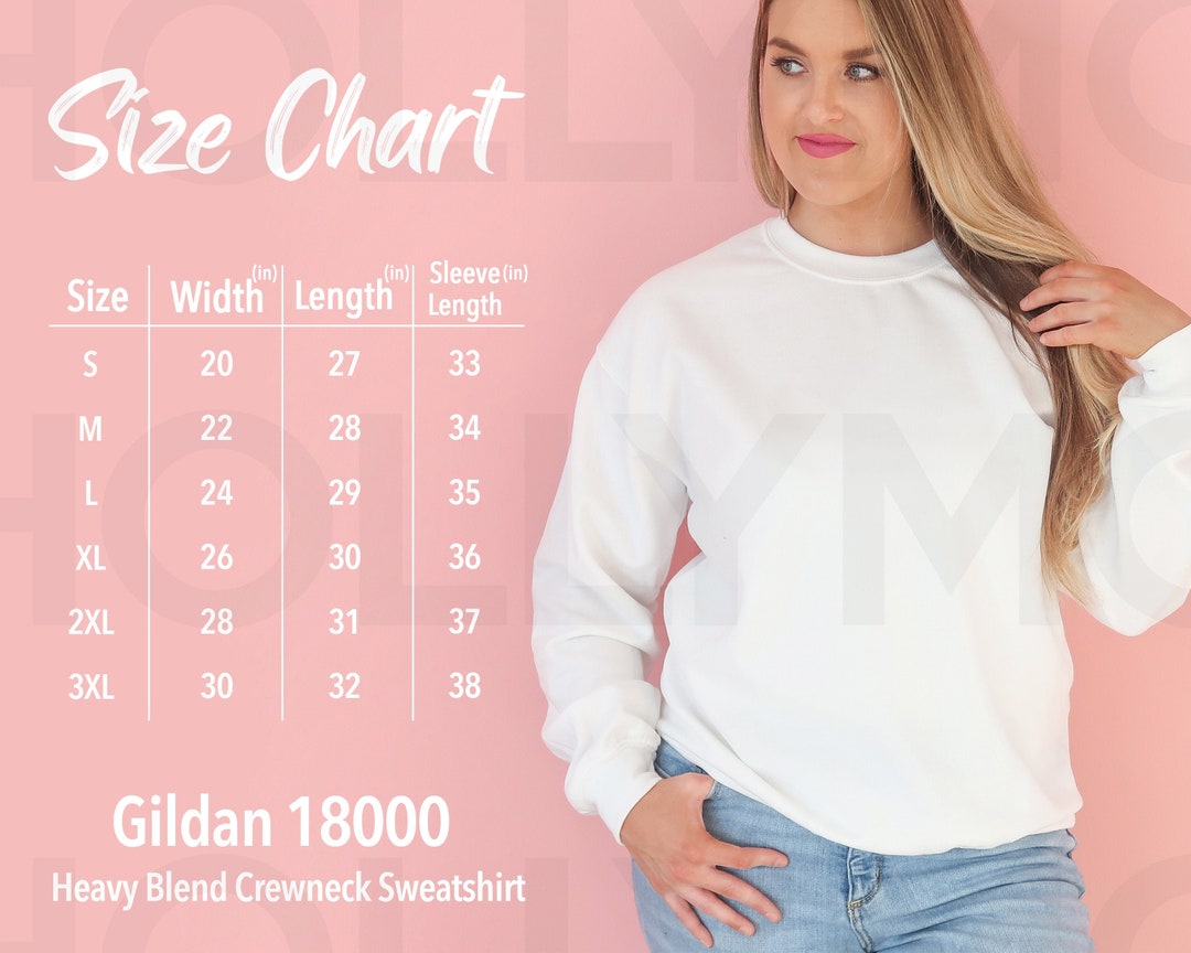 Gildan 18000 Size Chart | Gildan 18000 Model Mockup | 18000 Sweatshirt ...