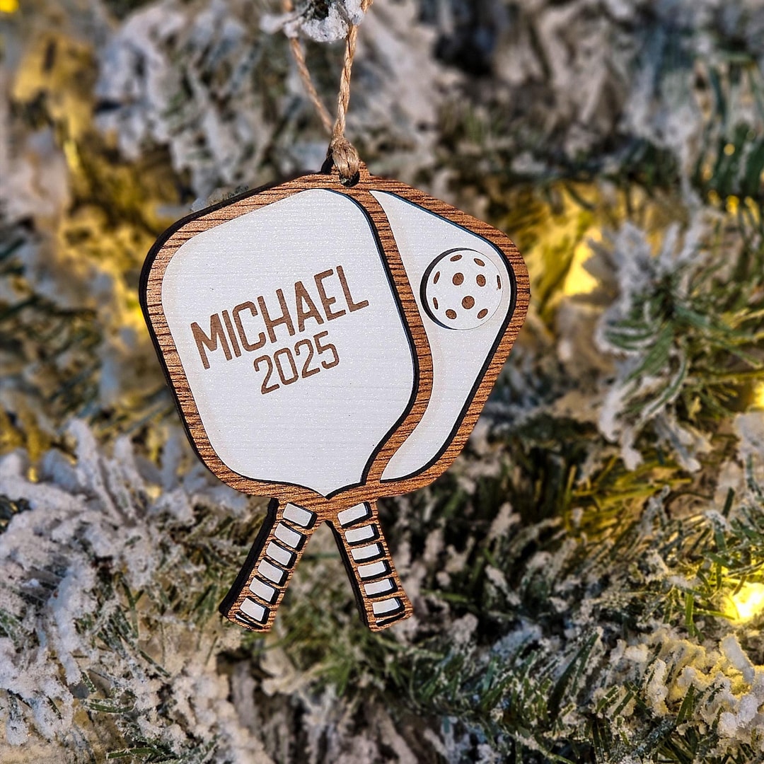 Personalized Pickleball 3D Wood Ornament, Paddles, Rackets, Ball Sport ...