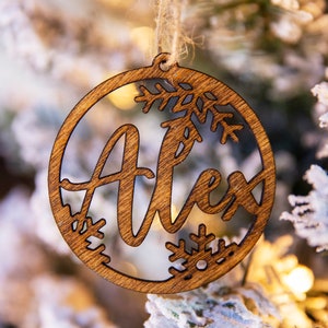 Personalized Round Snowflake Ornament | Name Tags | Christmas | Gift ...