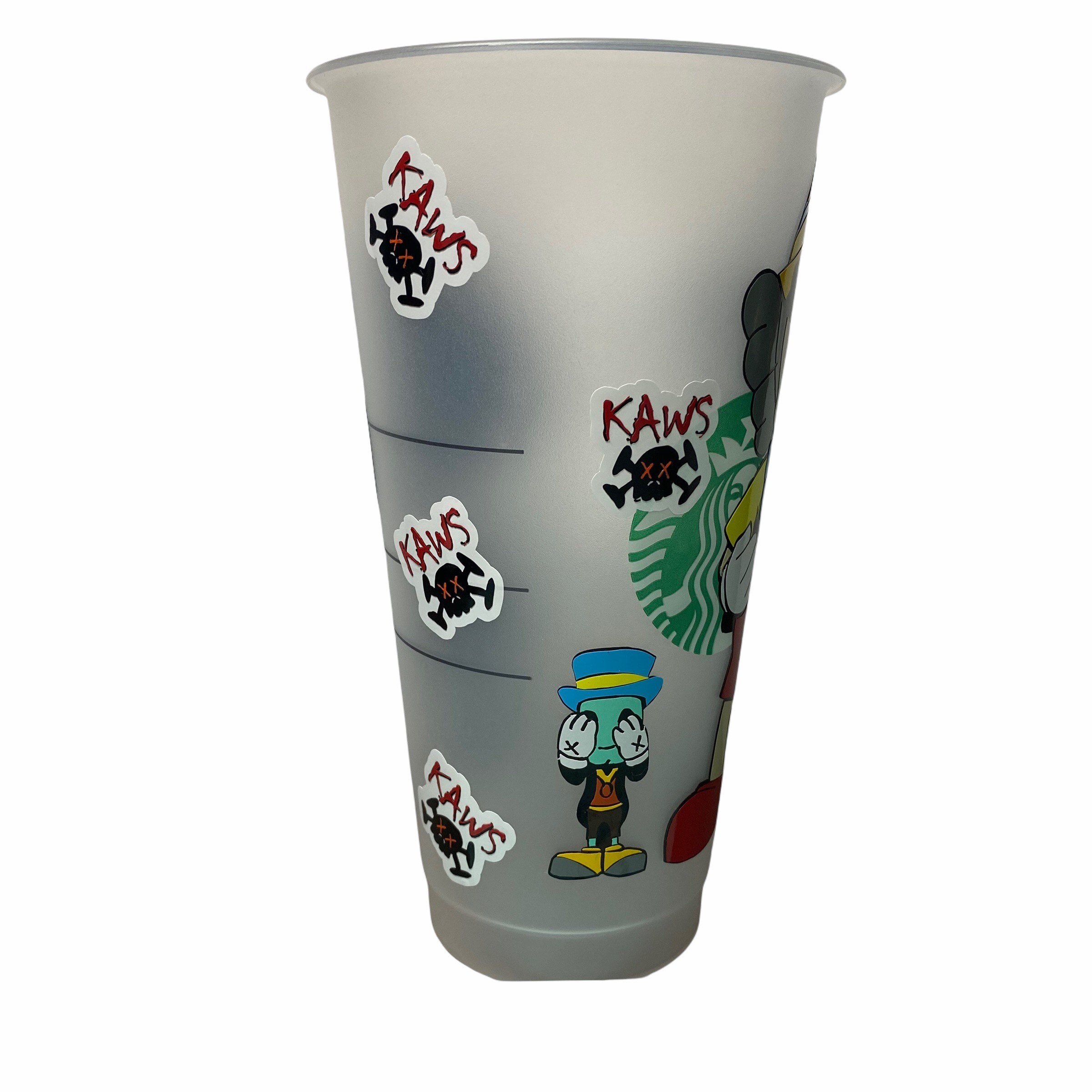 Custom Starbucks Venti Cold Cup 24 Oz Kaws Snoopy Pinocchio Jiminy ...