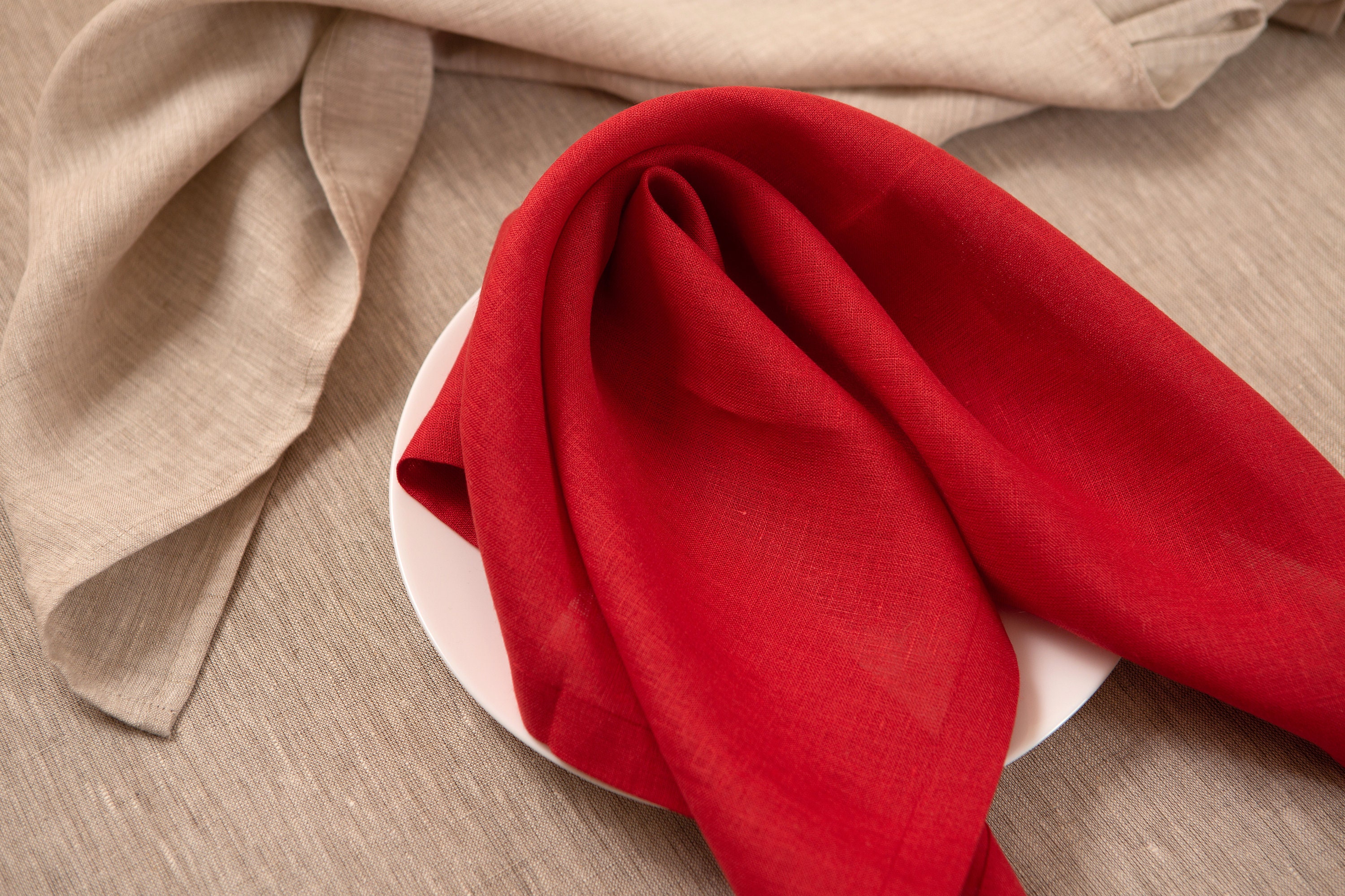 Red Organic Linen Napkins. Reusable Washable Napkin. Wholesale - Etsy