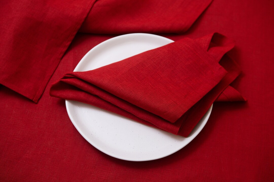 Red Organic Cloth Linen Napkins. Natural Red Colors Napkin. Wholesale ...