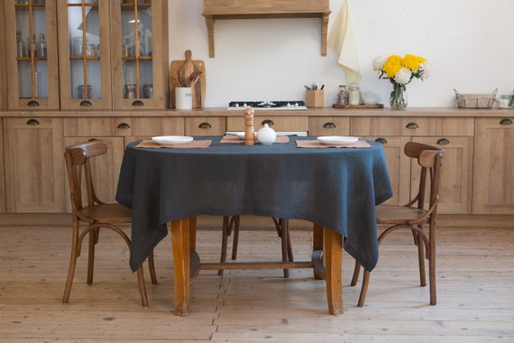 Grey Linen Round Square Oval Rectangular Tablecloth. | Etsy