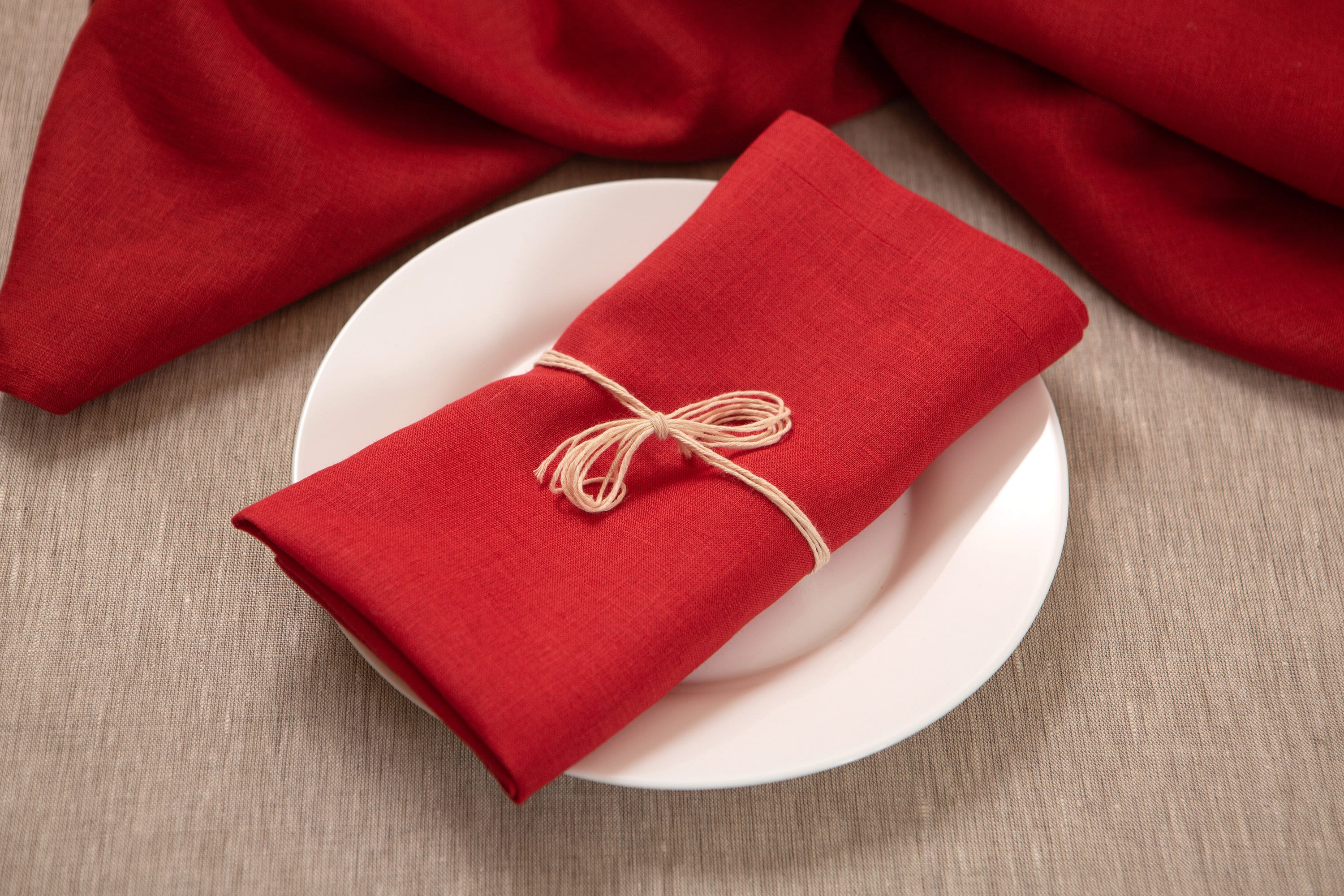 Red Organic Linen Napkins. Reusable Washable Napkin. Wholesale - Etsy