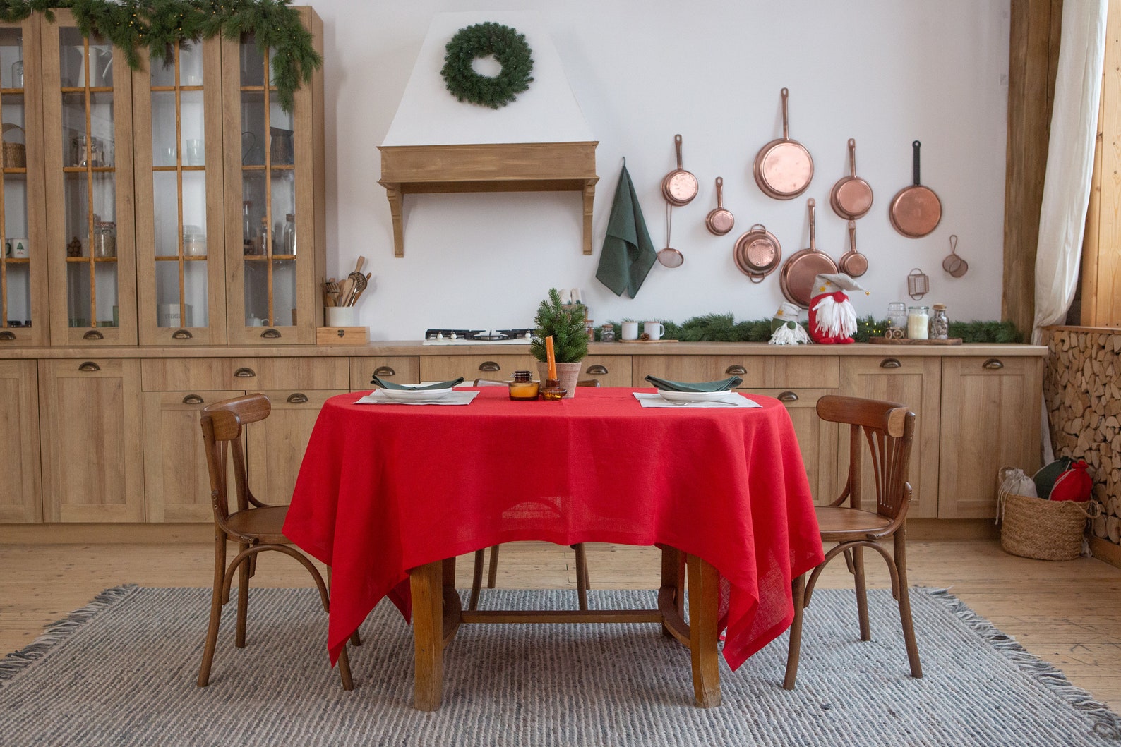 Varicolored Organic Small Kitchen Tablecloth. Square, Rectangular ...