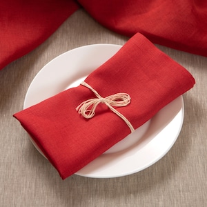 Red Organic Linen Napkins. Reusable Washable Napkin. Wholesale Bulk ...