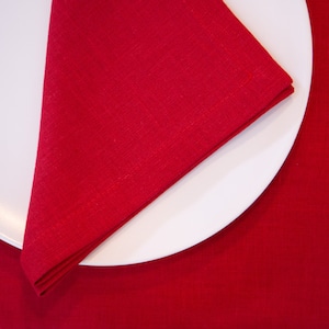 Red Organic Linen Napkins. Reusable Washable Napkin. Wholesale Bulk ...