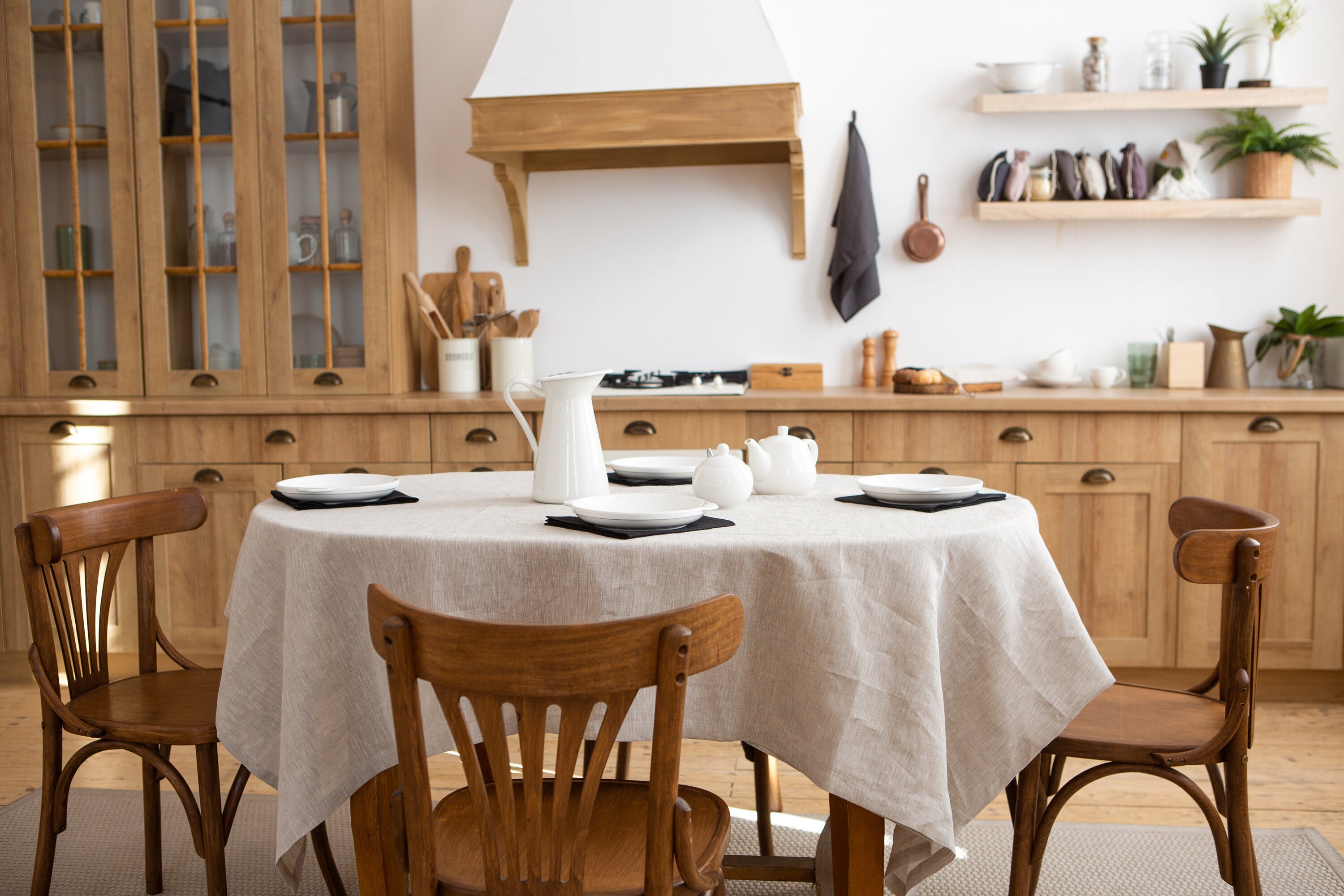 Varicolored Organic Small Kitchen Tablecloth. Square, Rectangular ...