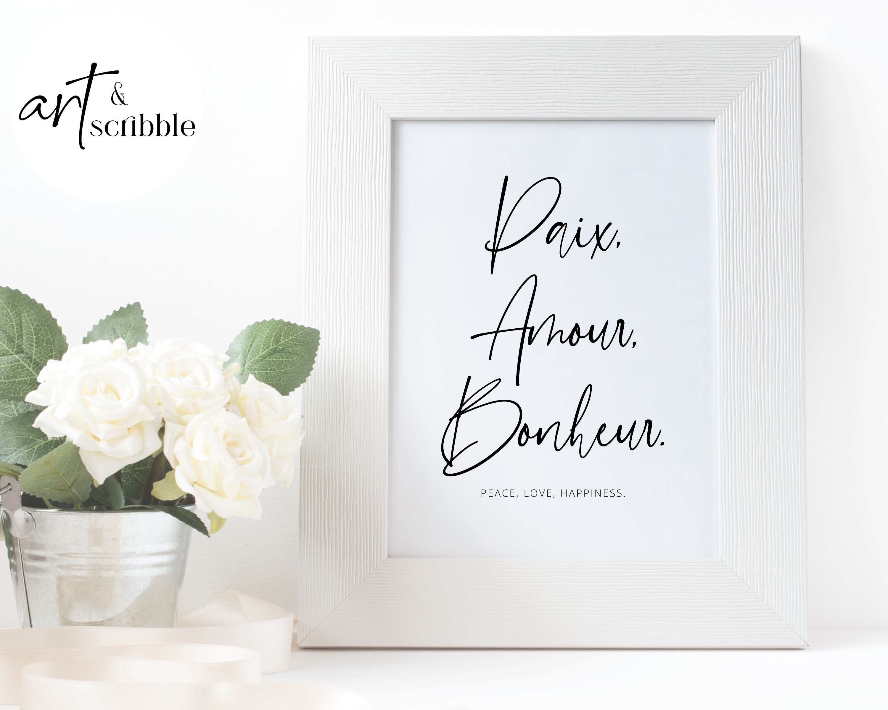 Paix Amour Bonheur Peace Love Happiness Printable Wall Art - Etsy