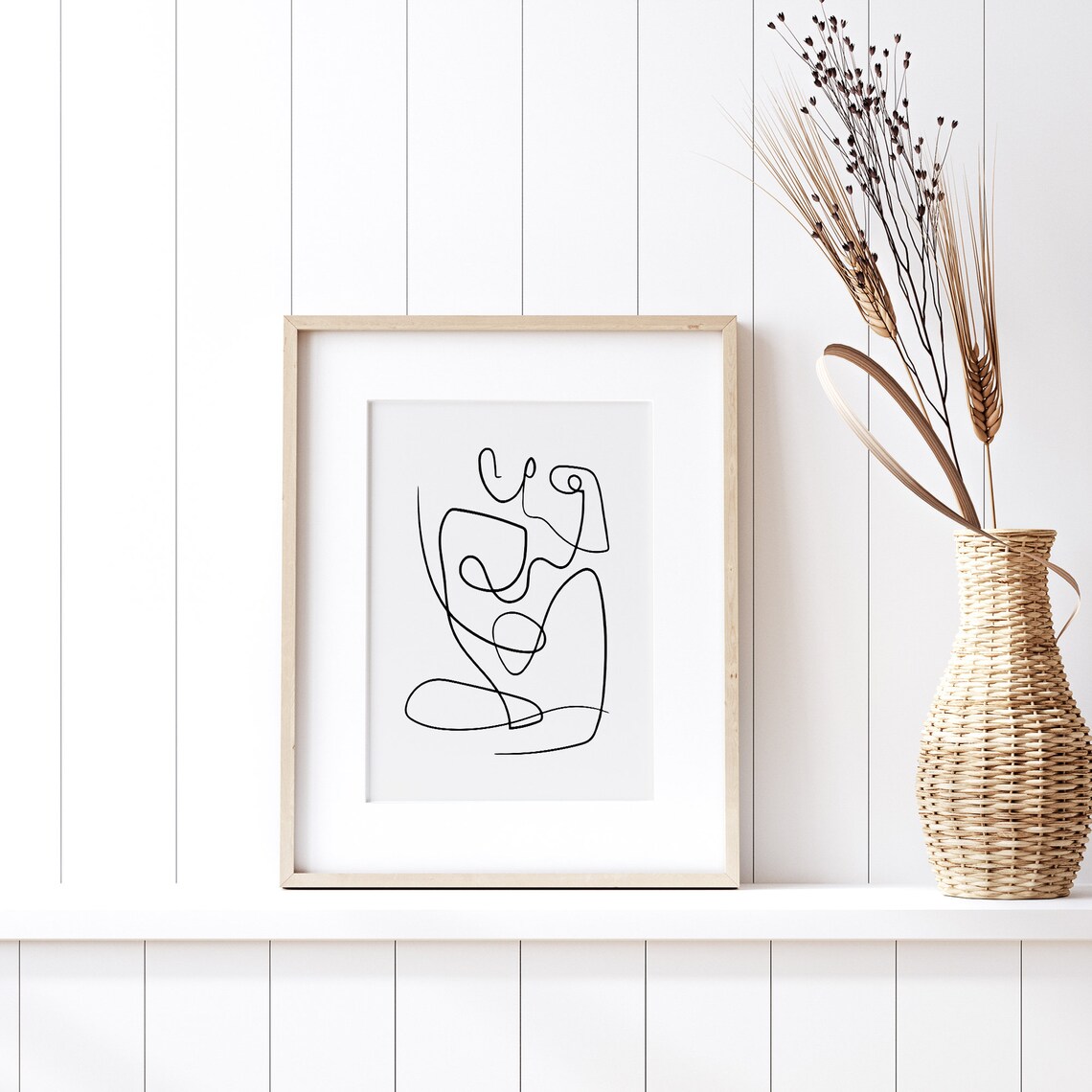 One Line Body Figure Art Print | Single Line Figure Drawing, Minimalist ...