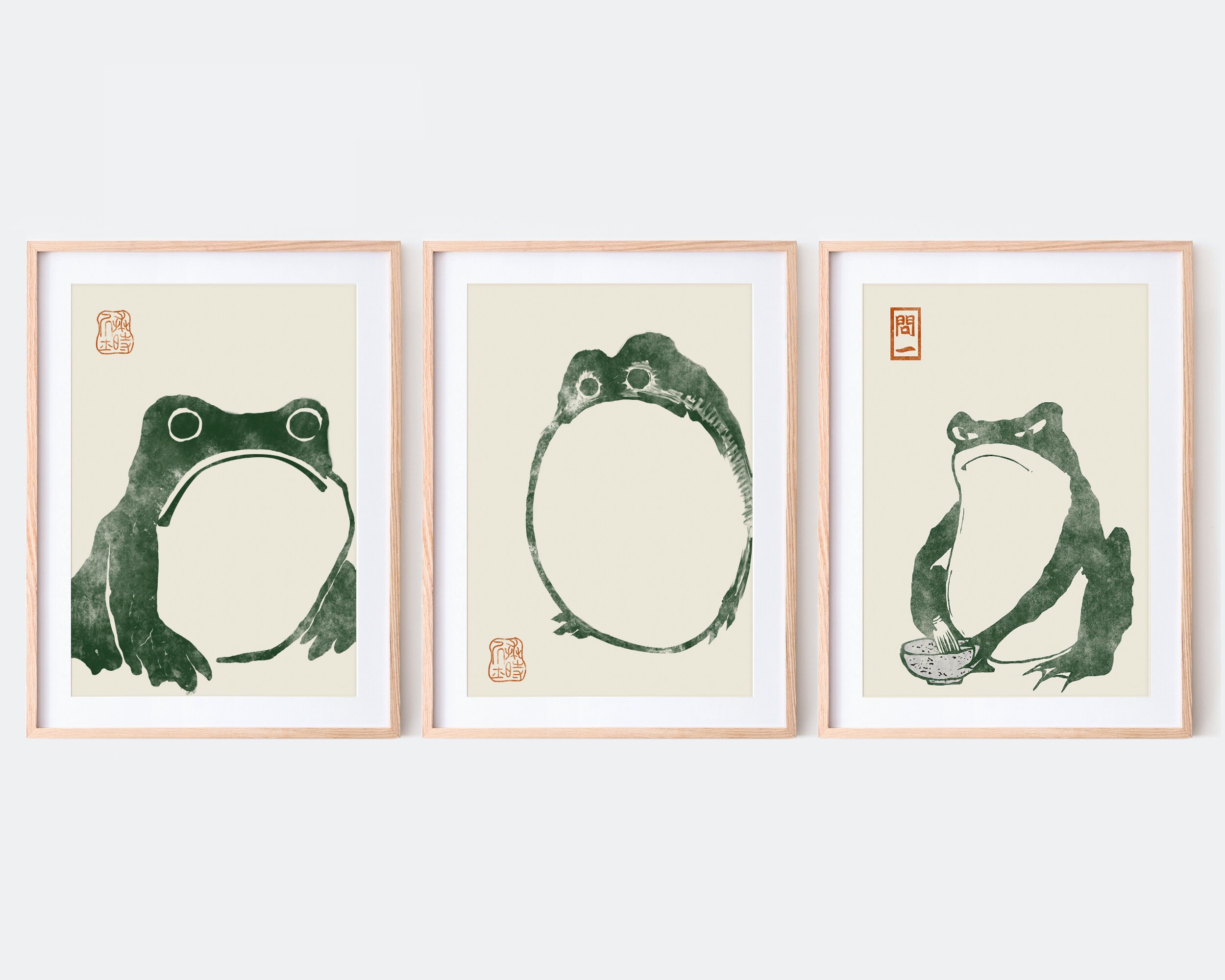 Japanese Frog Matsumoto Hoji Toad Set of 3 Woodblock Art Print - Etsy