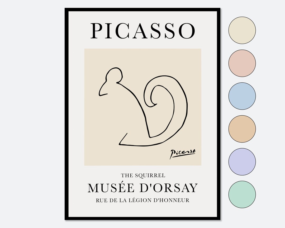 Pablo Picasso Squirrel Sketch Line Drawing Art Print | Esquisse, L ...