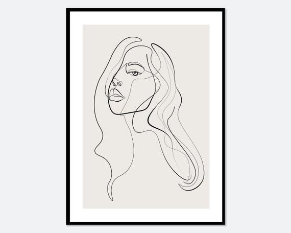 One Line Modern Girl Silhouette Line Art Print Single Line - Etsy