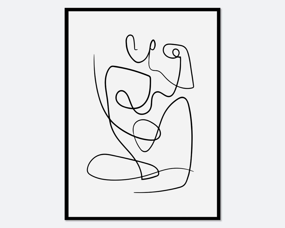 One Line Body Figure Art Print | Single Line Figure Drawing, Minimalist ...