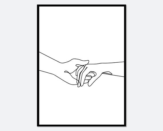 One Line Couple Holding Hands Art Print Single Line Drawing - Etsy