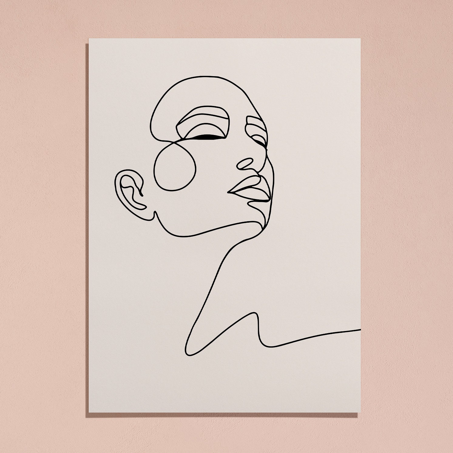 One Line Modern Girl Silhouette Line Art Print | Single Line Figure ...