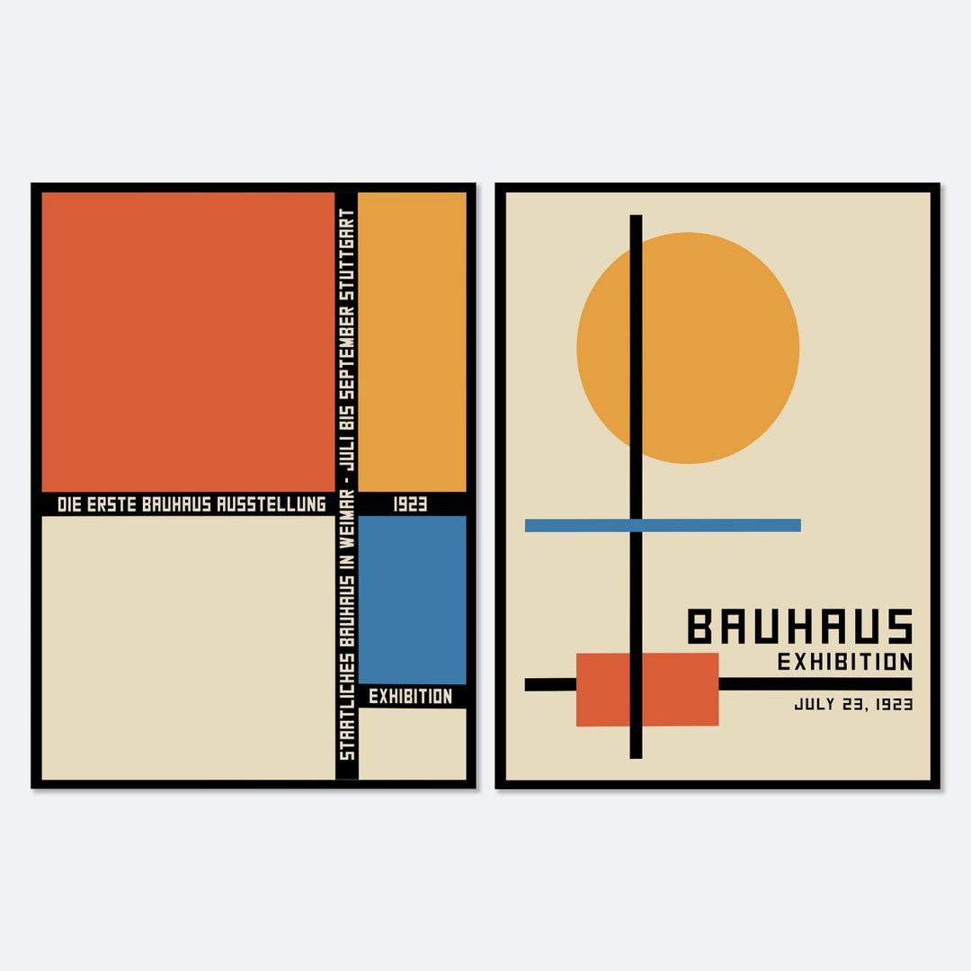 Bauhaus Geometric Shapes Color Block Set of 2 Art Print | Bauhaus 1919 ...