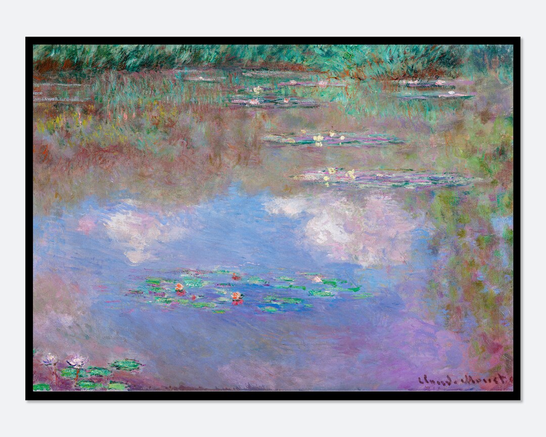 Monet the Water Lily Pond Clouds Vintage Exhibition Poster Art Print ...