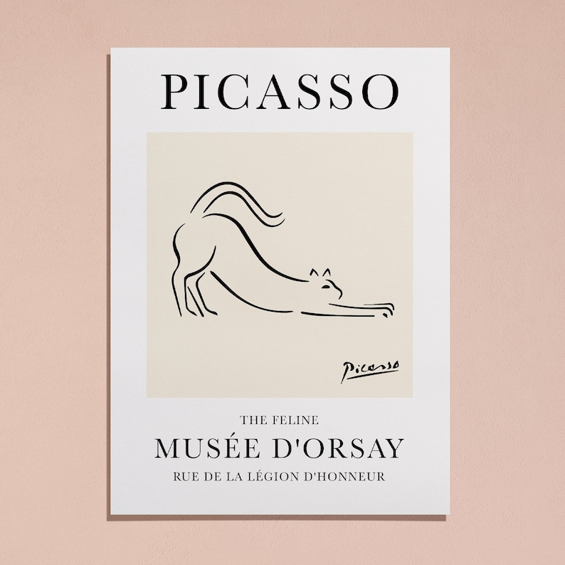 Pablo Picasso Feline Sketch Cat Line Drawing Art Print - Etsy