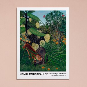 Henri Rousseau Fight Between a Tiger and a Buffalo Vintage Exhibition ...