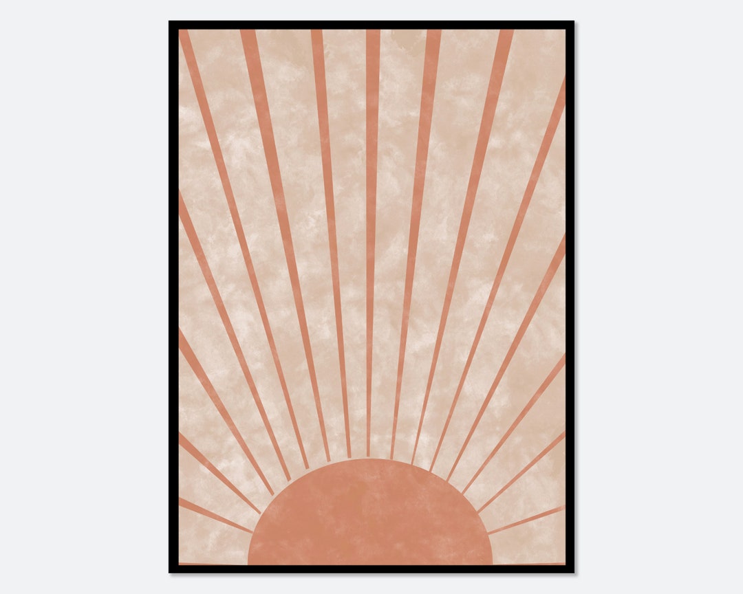 Abstract Sun Rays Boho Art Print | Boho Bursting Sun Rays, Mid Century ...