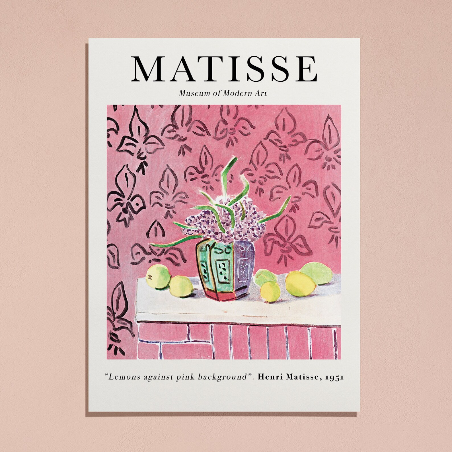 Henri Matisse Lemons Against Pink Background Vintage Poster Art Print ...