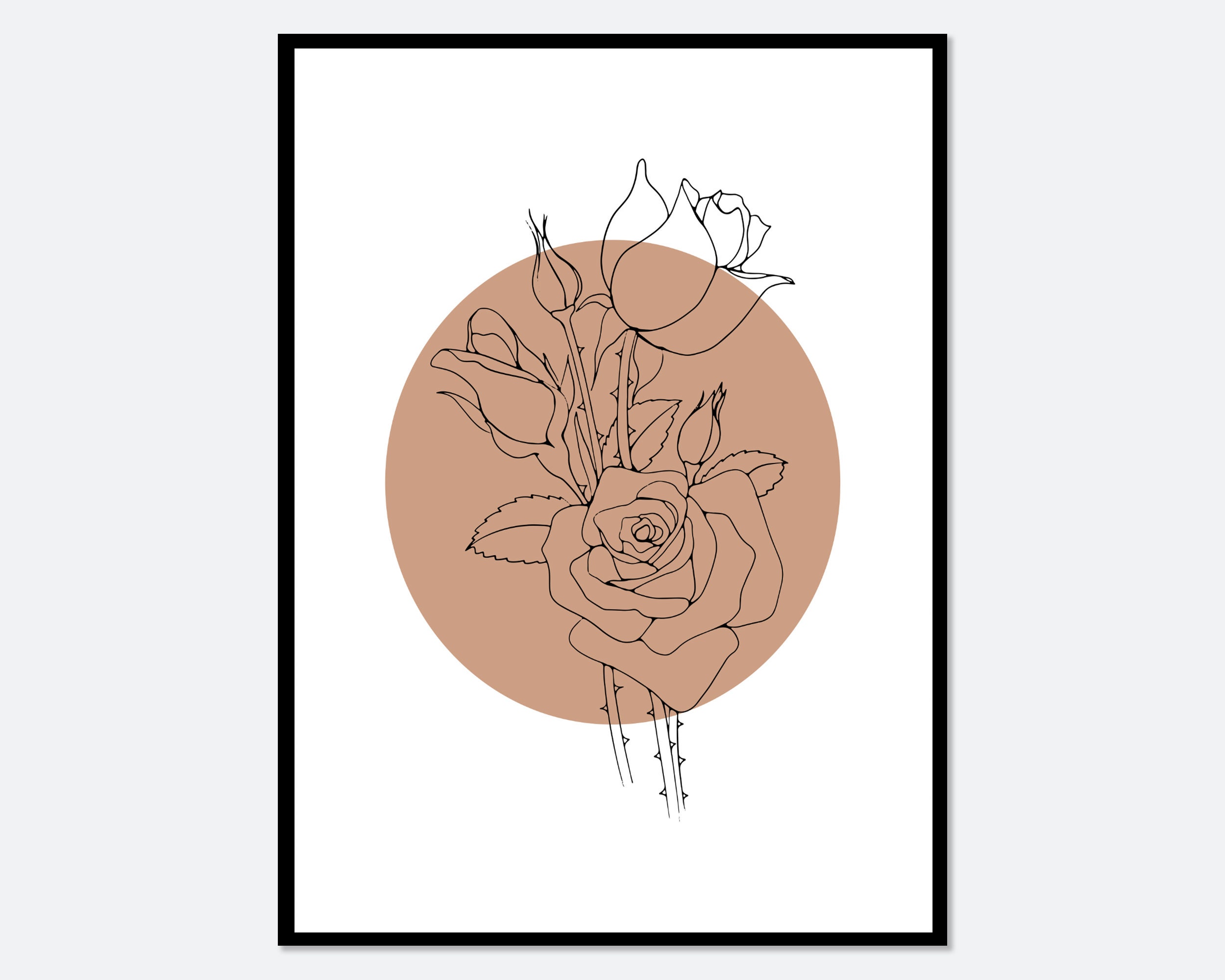 One Line Botanical Rose Line Art Print | Flowers Line Art, Single Line ...