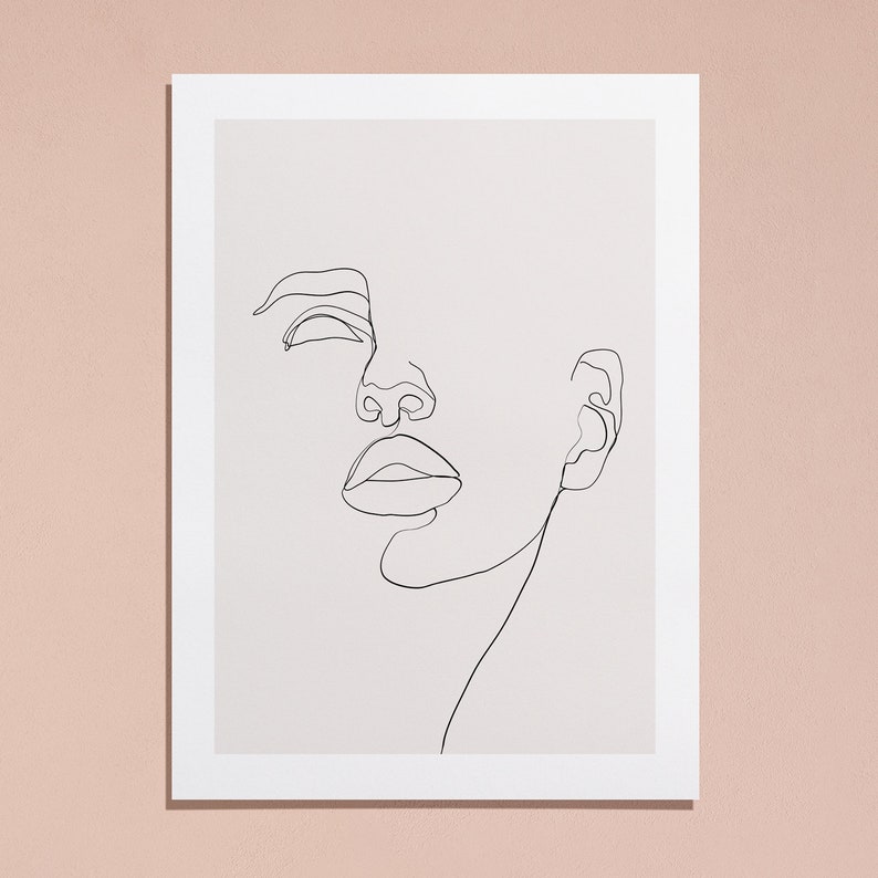 One Line Modern Girl Silhouette Line Art Print | Single Line Figure ...