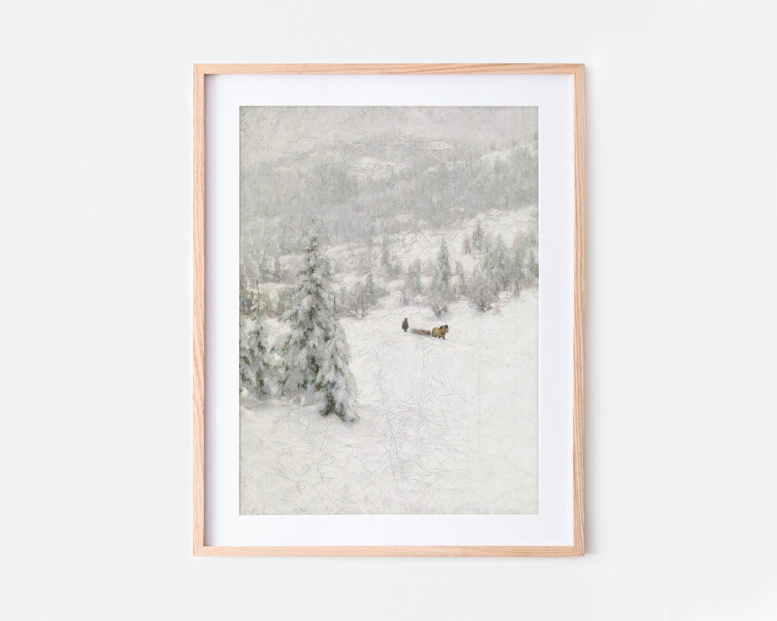 Antique Winter Landscape Poster, Snowy Christmas Farmhouse Wall Art ...