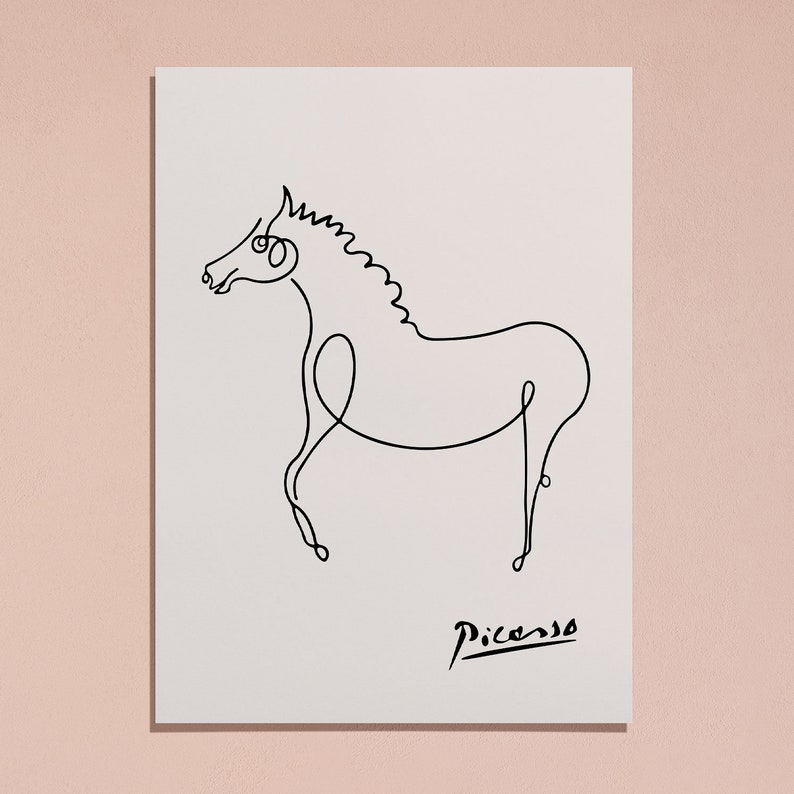 Pablo Picasso Horse Sketch Line Drawing Art Print | Esquisse Le Cheval ...