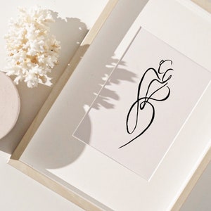 One Line Body Figure Art Print | Single Line Figure Drawing, Minimalist ...