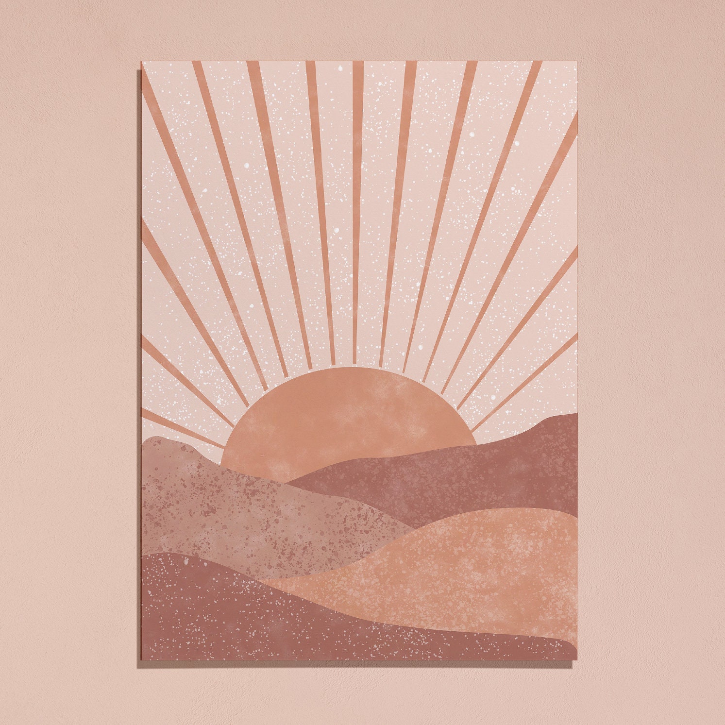 Mid Century Modern Abstract Sun Rays Art Print | Bursting Sun Rays Art ...