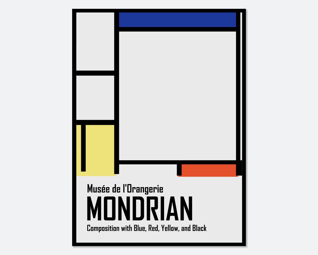 Piet Mondrian Remastered Composition Blue Red Yellow Black Abstract ...