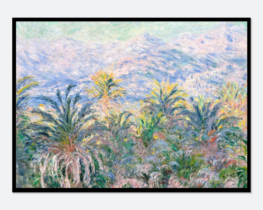 Monet Palm Trees at Bordighera 1884 Vintage Exhibition Poster Art Print ...