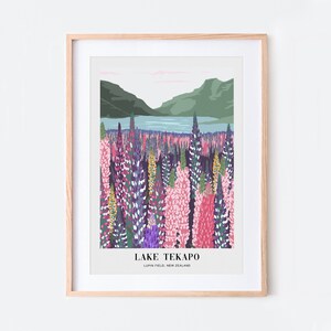 Lupins Field Lake Tekapo New Zealand Colorful Art Print | Abstract ...